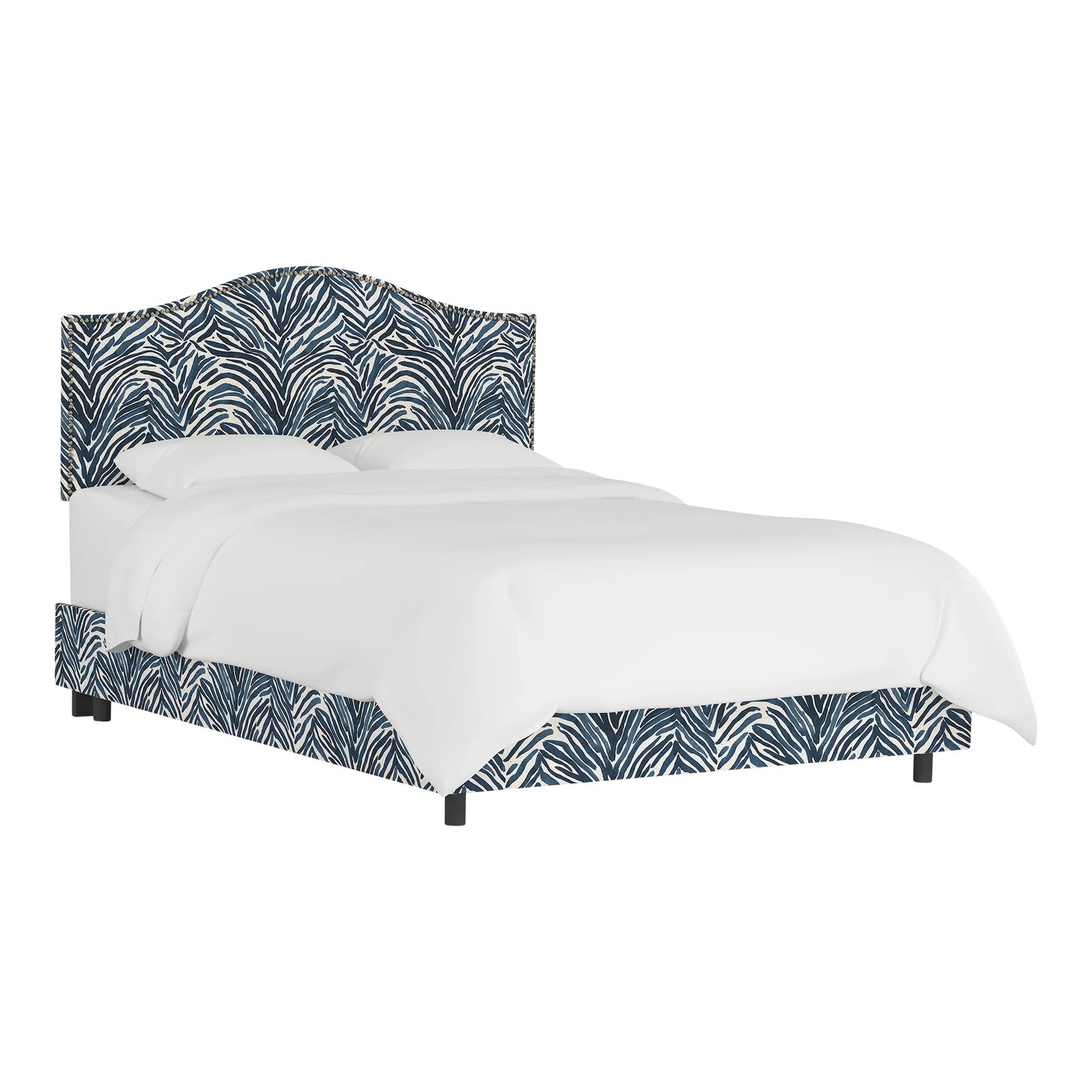 Ashland Bed in Blue Washed Zebra, Twin | Chairish