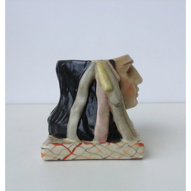 Vintage Ceramic Crackle Native American Style Chief Style Pencil Holder ...