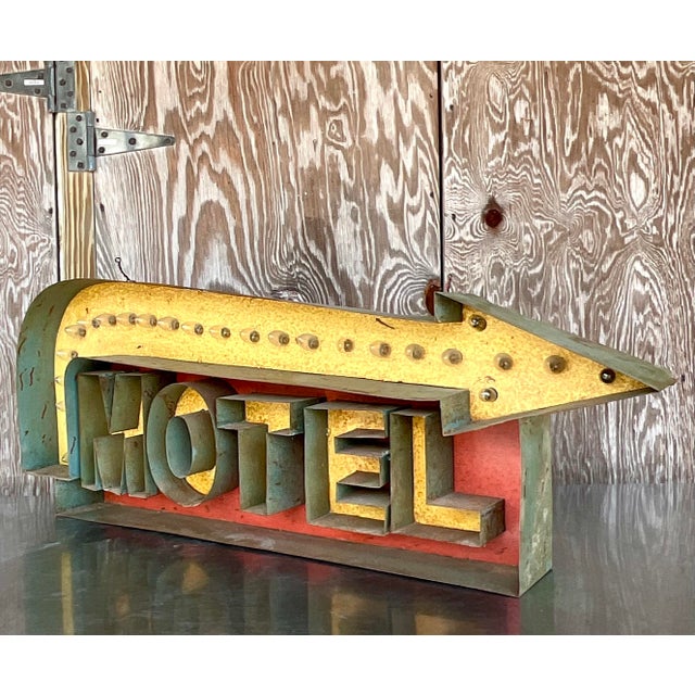 Vintage Lighted Mid-Century Modern Motel Sign | Chairish