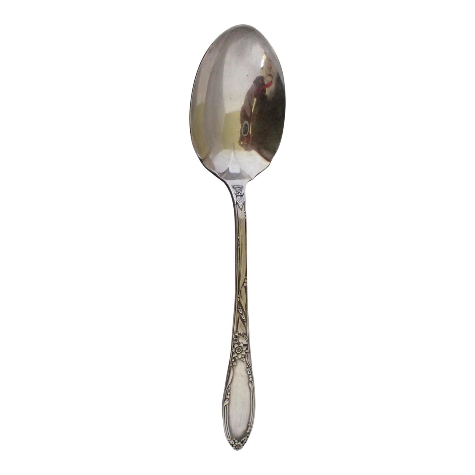 Floral Design Silver Sugar Spoon | Chairish