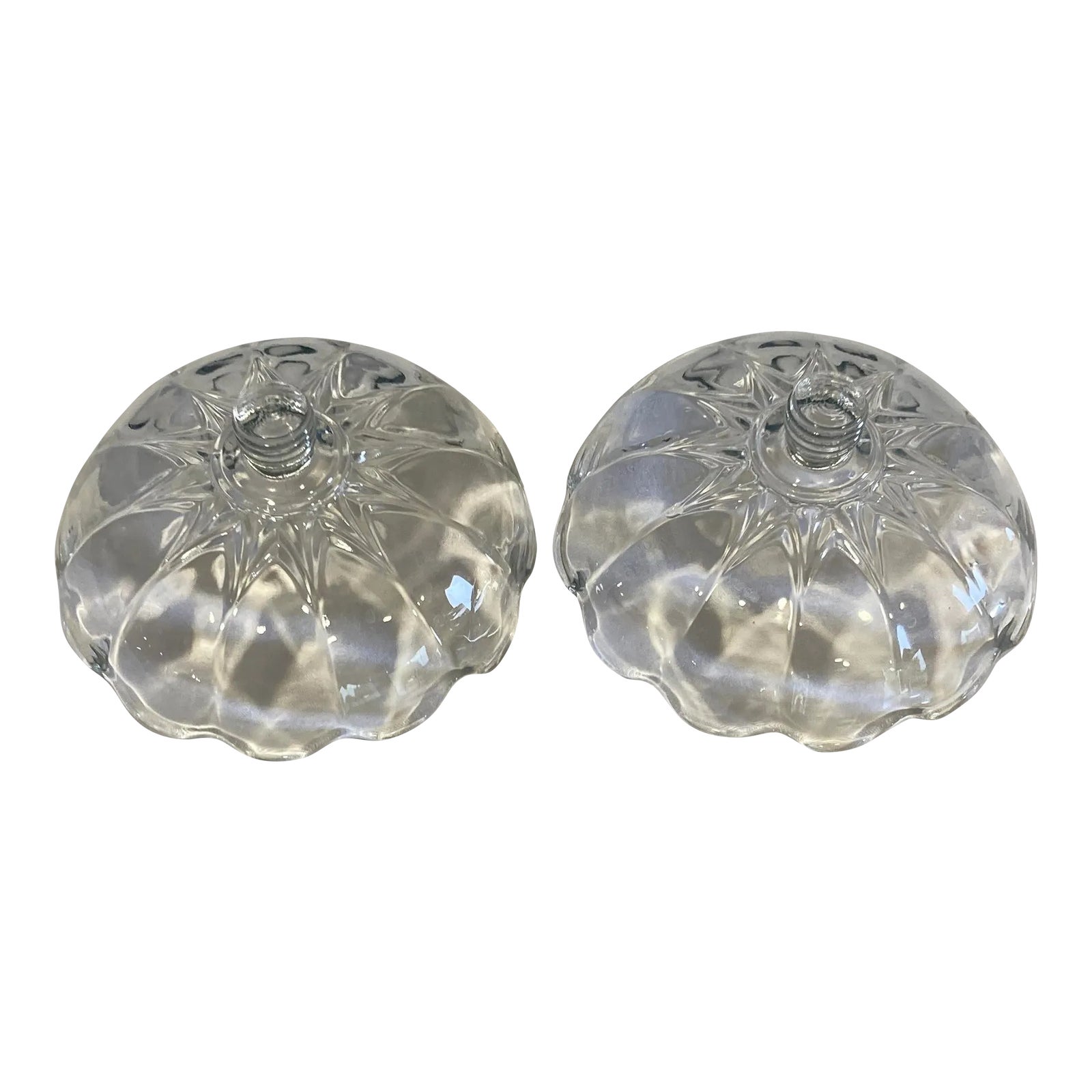 1960s Vintage Cut Glass Candle Guards, Set of 2 | Chairish