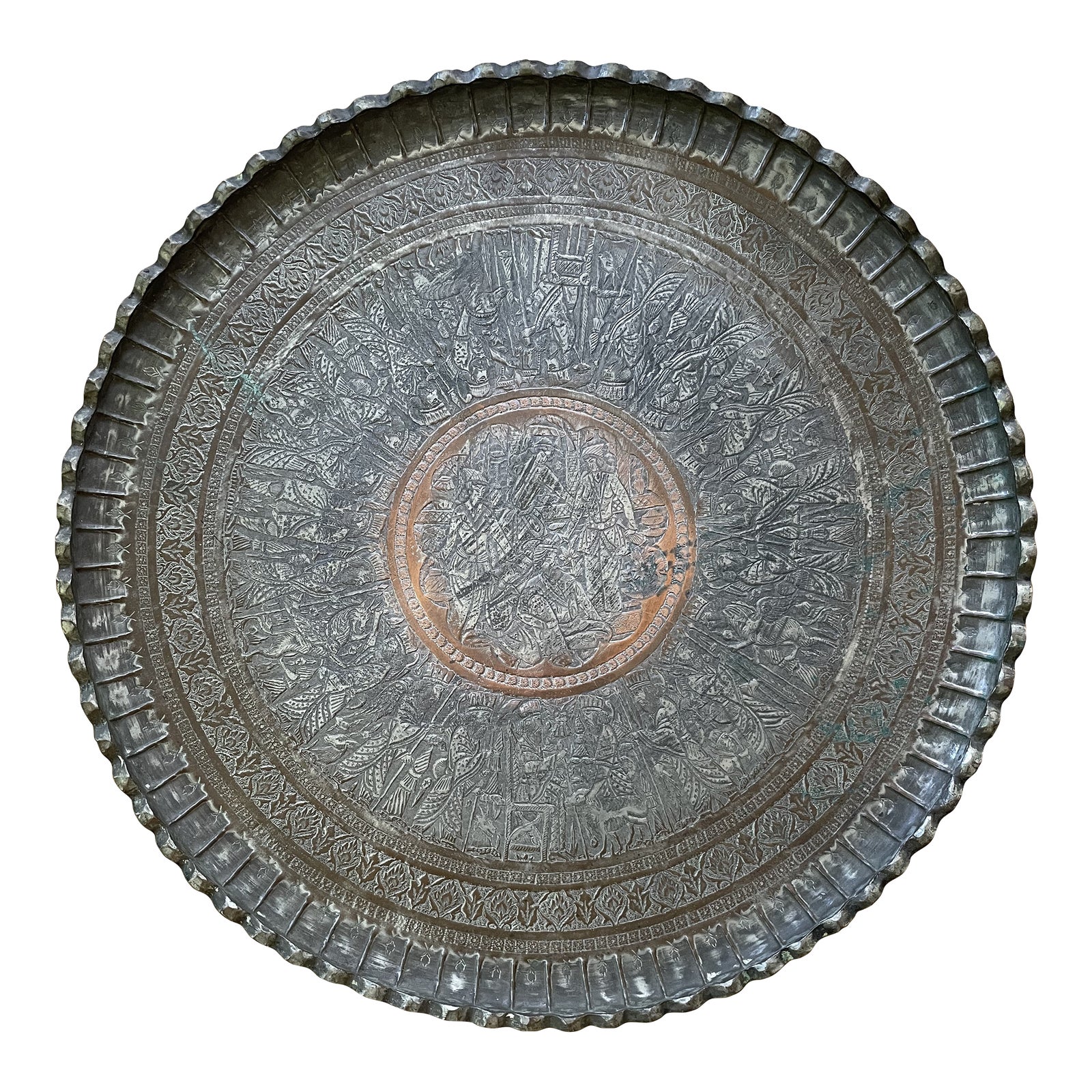 Vintage Large Tinned Copper Persian Tray | Chairish