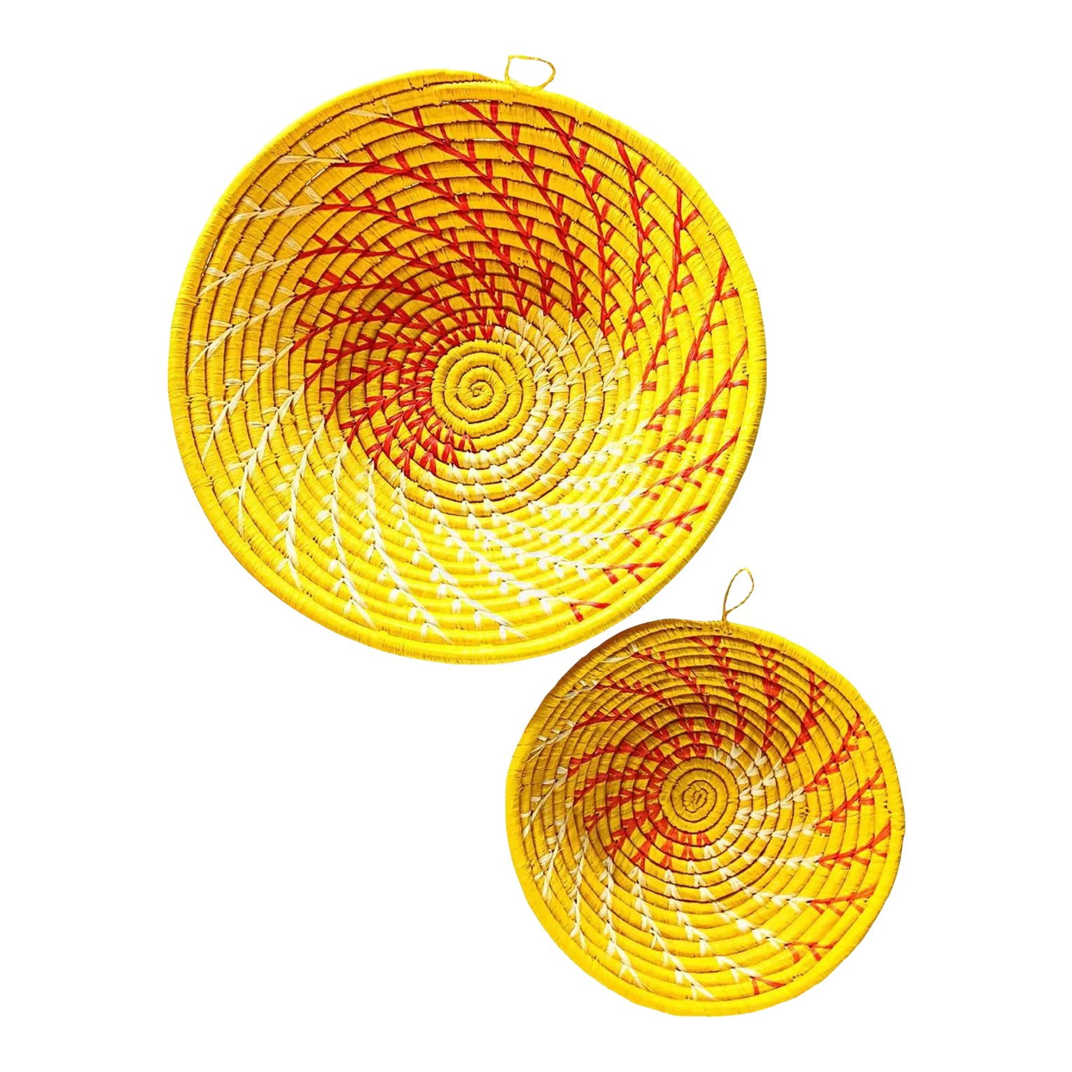 African Style Yellow Baskets Set of 2 | Chairish