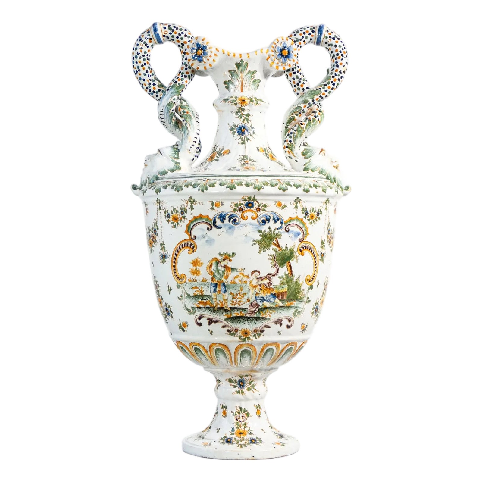 Ceramic Amphora Vase from Moustiers, France | Chairish