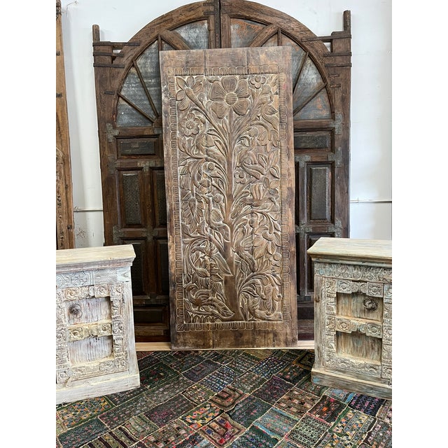 1990s Carved Wood Tree of Life Wall Art Panel Barn Door | Chairish