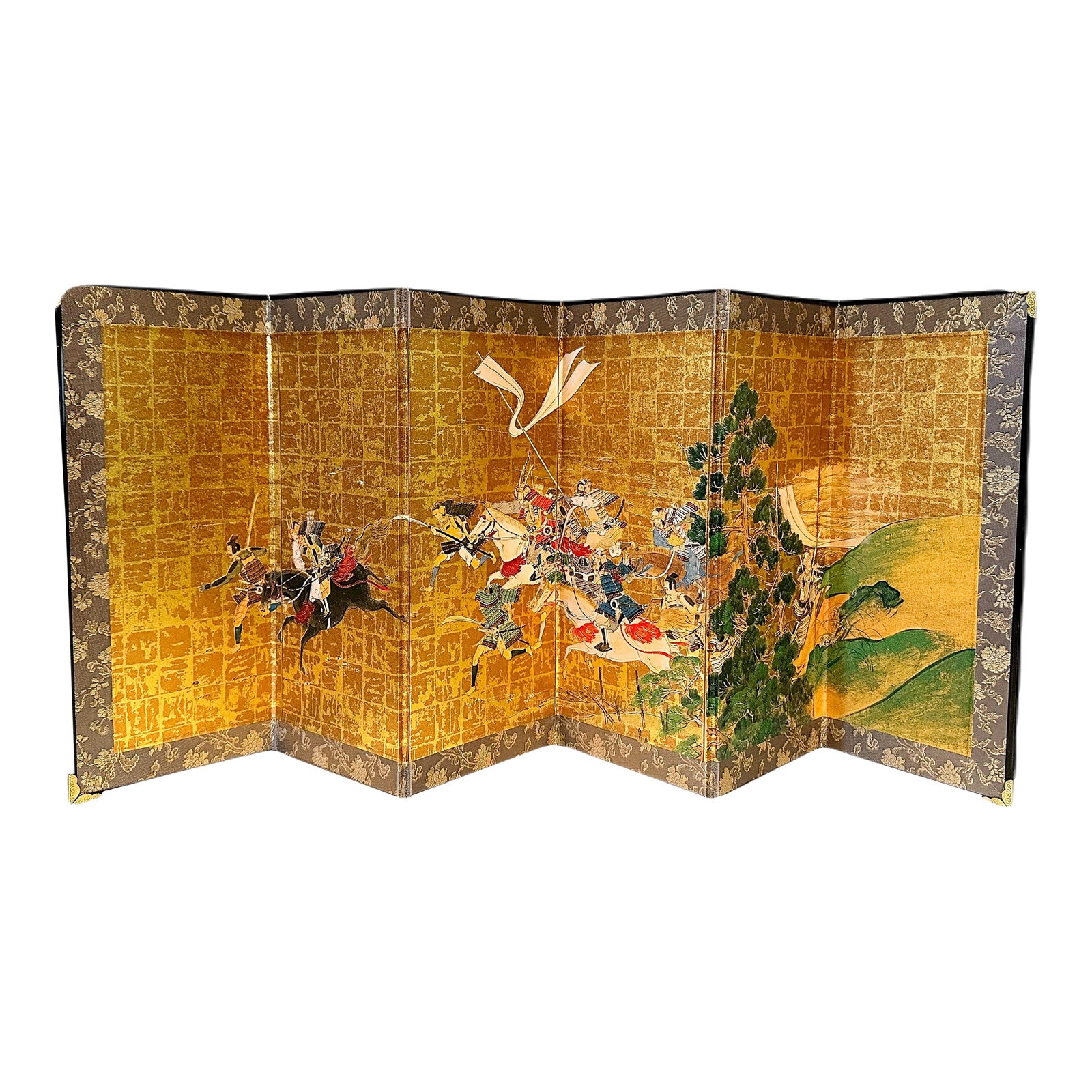Vintage Japanese Art Byobu Folding Gilt Screen Genpei War: Battle of ...