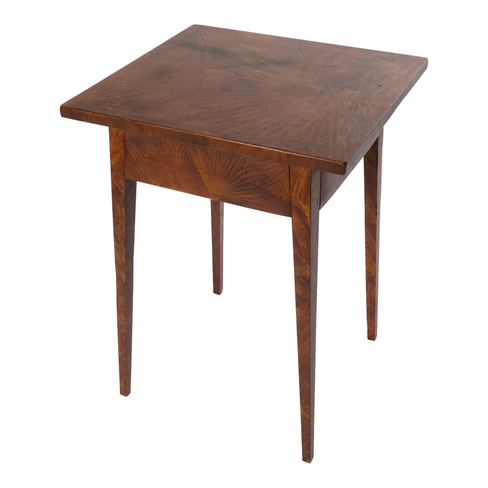 Custom Vinegar Grain Paint Decorated Tapered Leg Table | Chairish