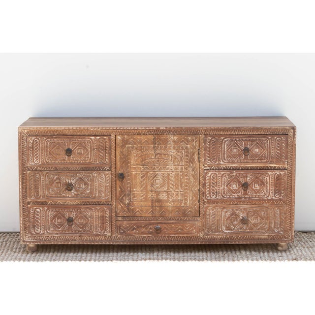 60" Long Reclaimed Teak Spanish Vargueño Credenza | Chairish