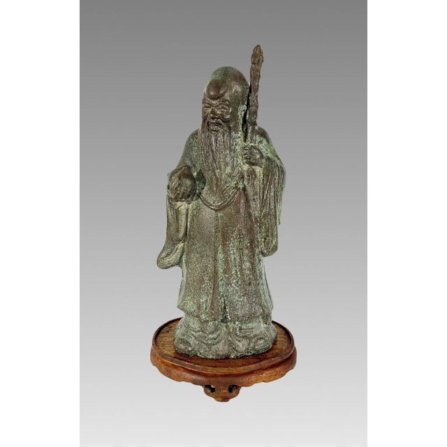 Chinese Bronze Figure of the Wise Man, Fu Lou Shou - Deity of Longevity ...