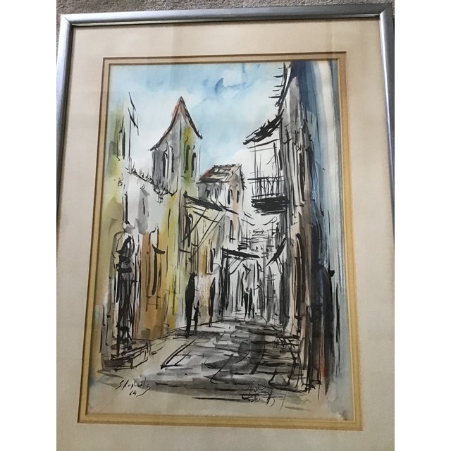 Vintage Zvi Raphaeli Impressionist Jerusalem Street Scene Watercolor ...