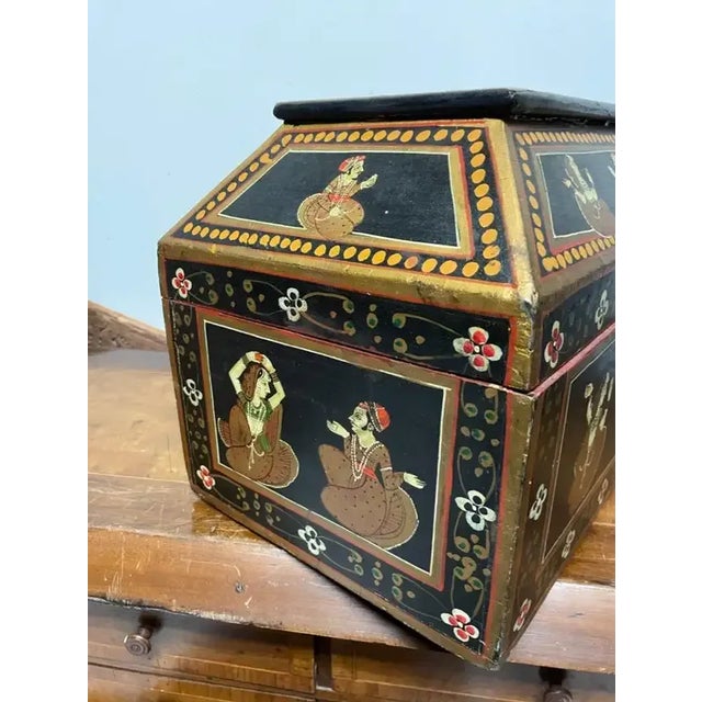 1950s Anglo Indian Decorative Box with Painted Figures of Dancers ...