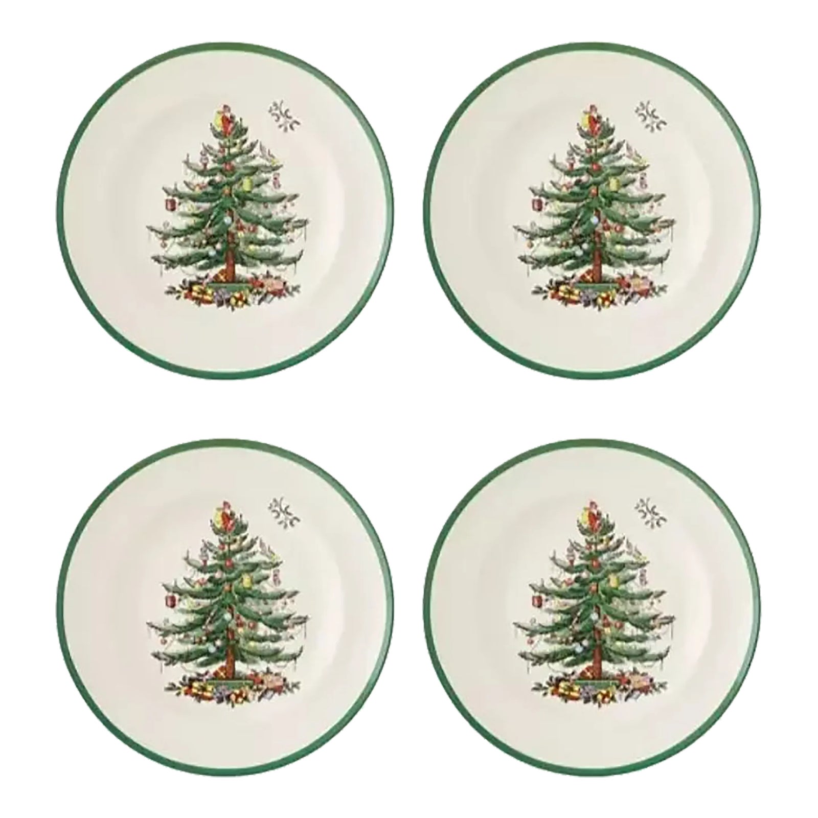 Vintage Spode Christmas Tree Dinner Plates- Set of 4 | Chairish