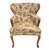 Vintage Woven English Botanical Curved Wingback Chair | Chairish