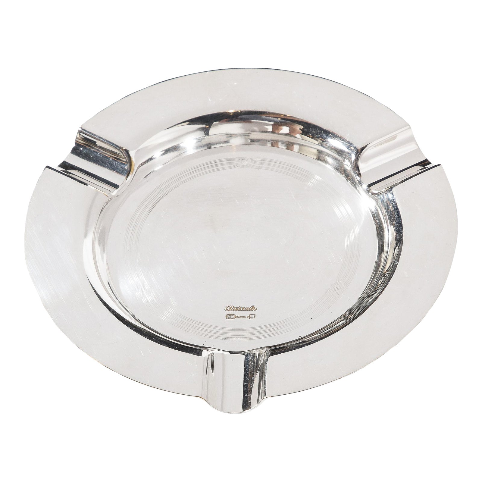 Christofle Silver-Plated Art Deco Style Ashtray With Engine Turned ...
