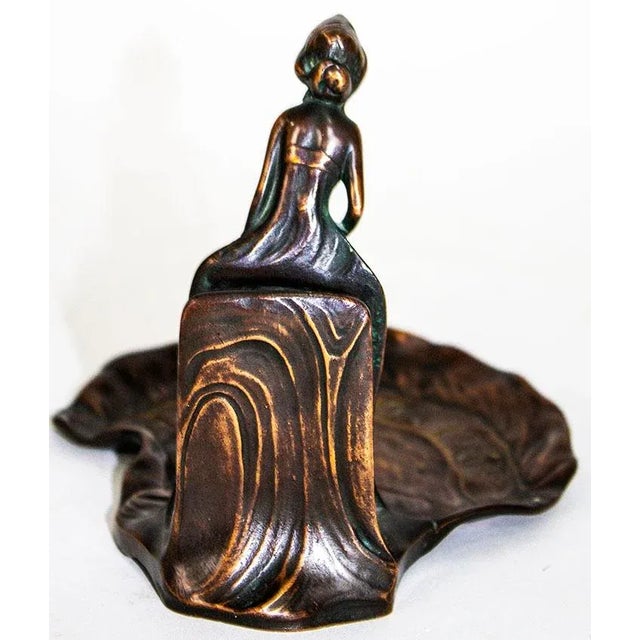 French Art Nouveau Bronze Match Box Holder/Ashtray-Inscribed S'il Vous ...