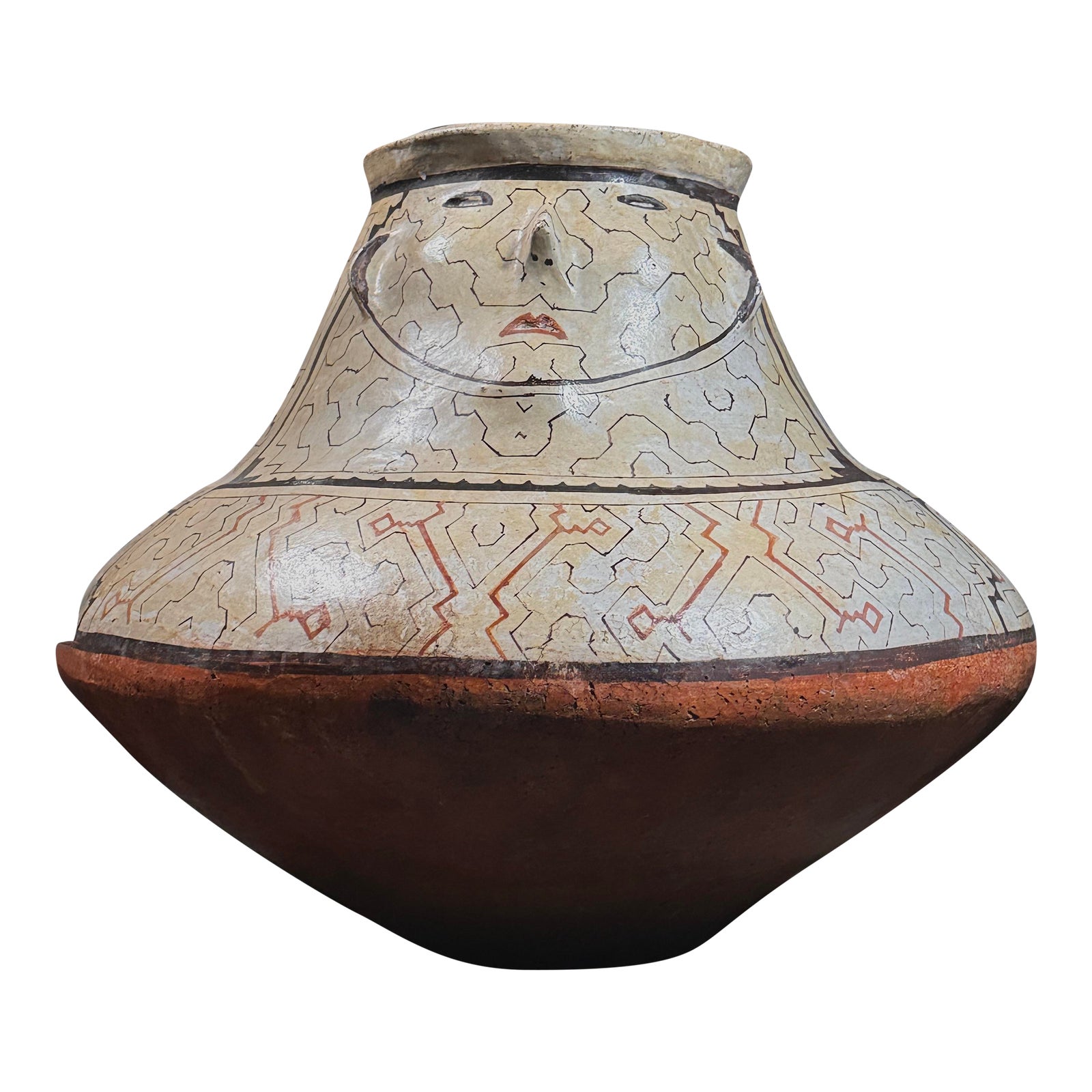 Monumental Abstract Shipibo Conibo Folk Art Anthropomorphic Polychrome ...