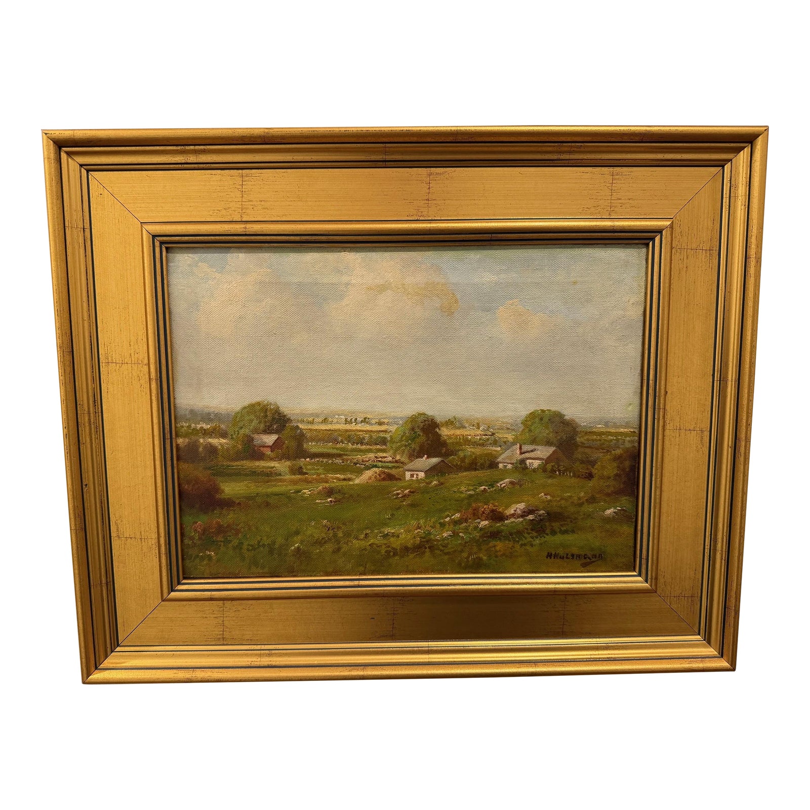 Landscape With Houses - Henry Hulsmann | Chairish