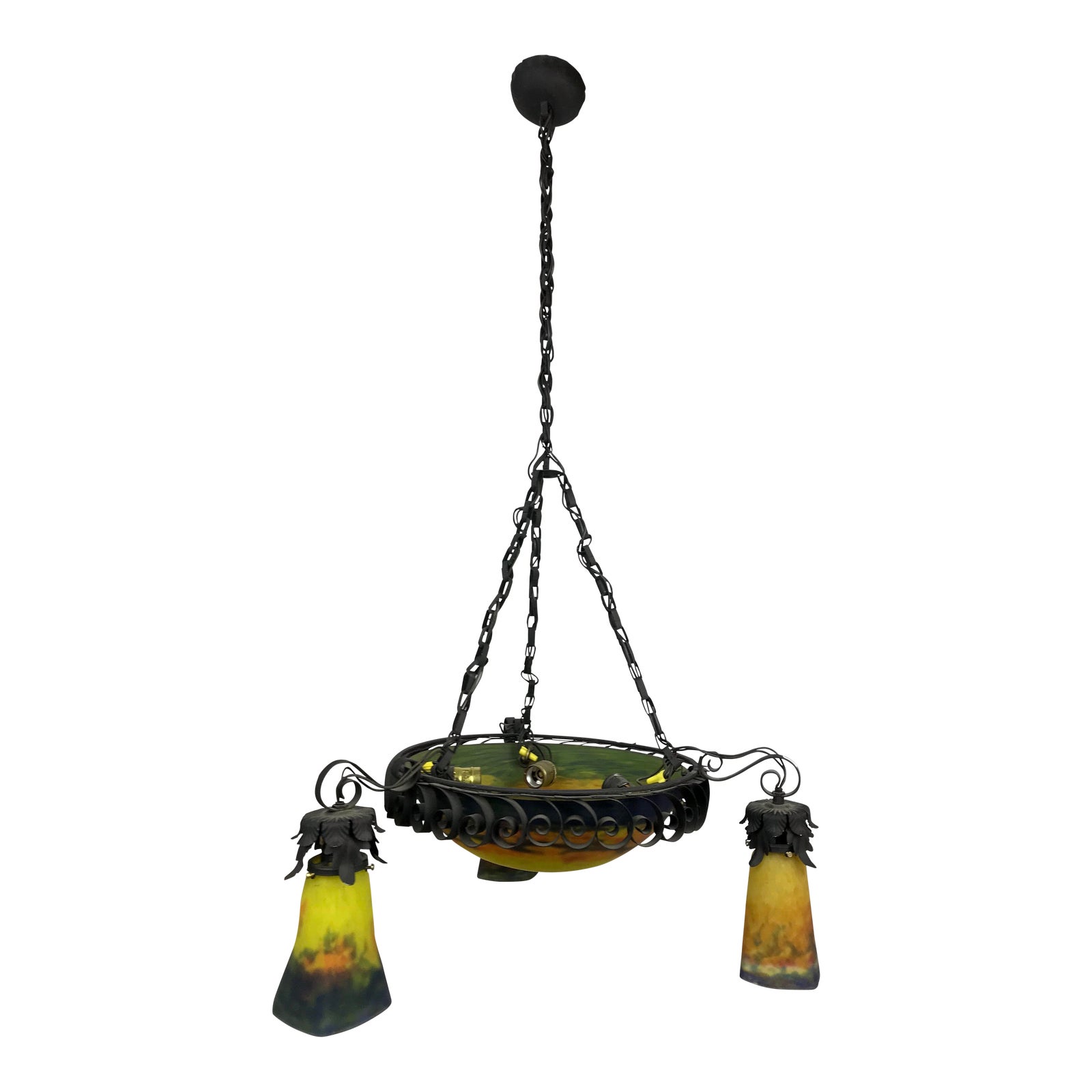 Muller Freres Art Nouveau Pendant Chandelier | Chairish