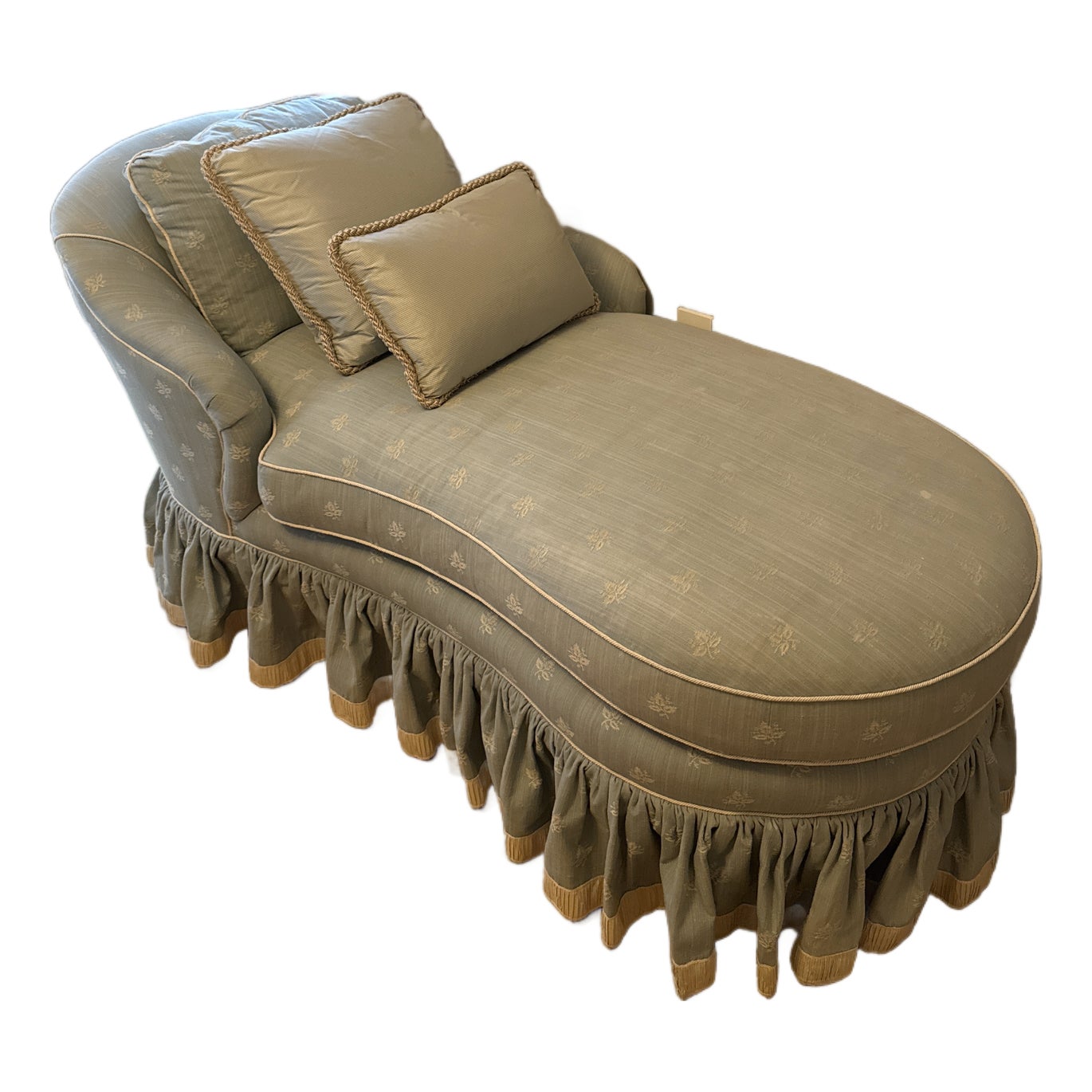 Vintage French Country Skirted Chaise Lounge | Chairish