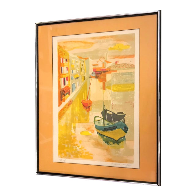 Georges Lambert Signed and Framed Lithograph 'Harbor' #168/175 | Chairish