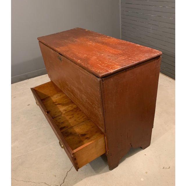 Mid 19th Century American Original Red Blanket Chest | Chairish