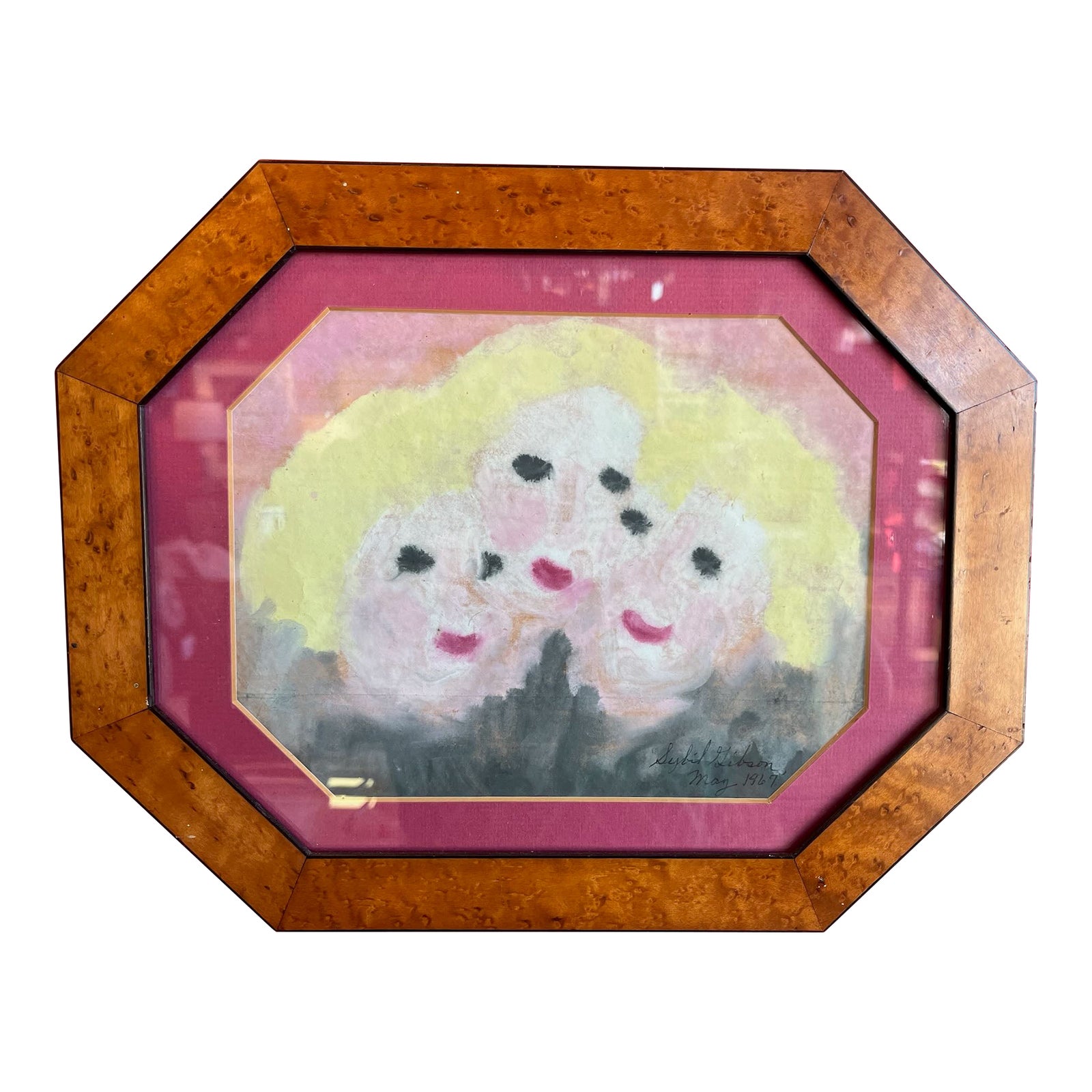 1960s Sybil Gibson, Outsider Artist, Temerpa Paint on Brown Paper | Chairish