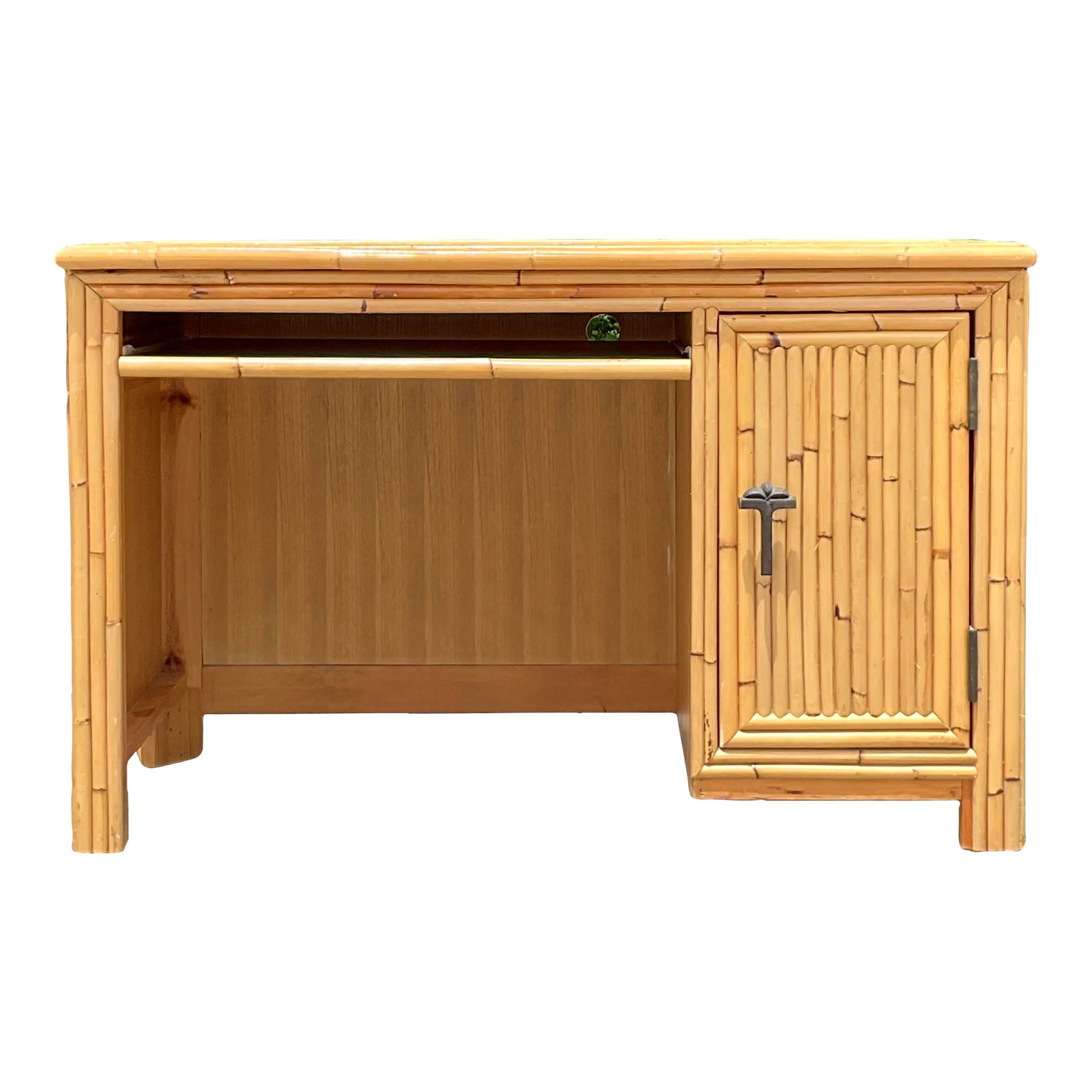 Vintage Coastal Palm Bamboo Desk | Chairish
