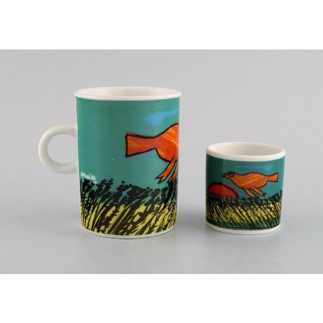 Dutch Cobra Coffee Cup, Plate and Egg Cup by Corneille, 1980s, Set of 3 ...