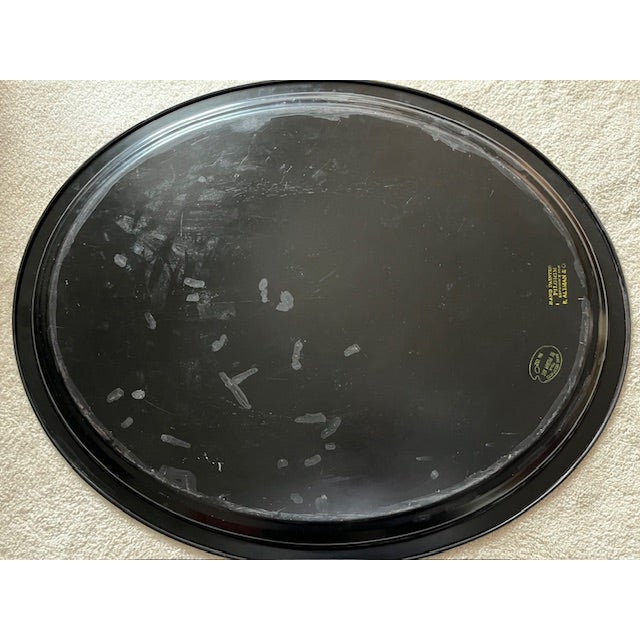 Mid 20th Century Pilgrim Art Hand Decorated Oval Tole Tray With Stand ...