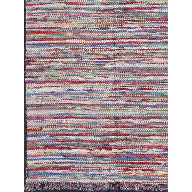 Large Colorful American Braided Rug With Horizontal Stripes and Fringe ...