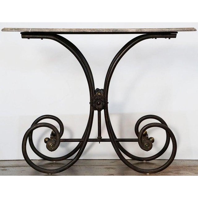 French Baker's Patisserie Table With Marble Top and Wrought Iron Base ...
