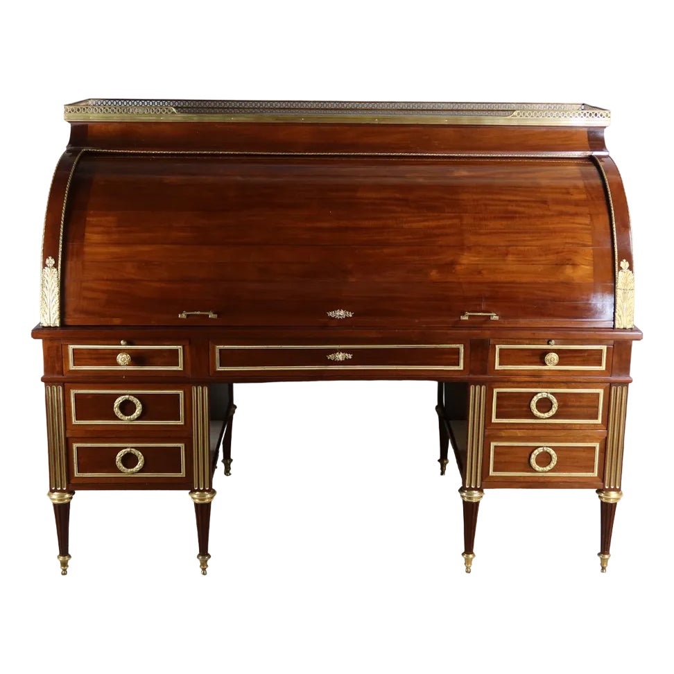 Vintage Mahogany Cylinder Desk | Chairish