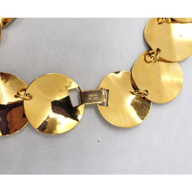 Vintage 1989 Signed Napier Graduated Goldtone "Hammered" Disc Necklace ...