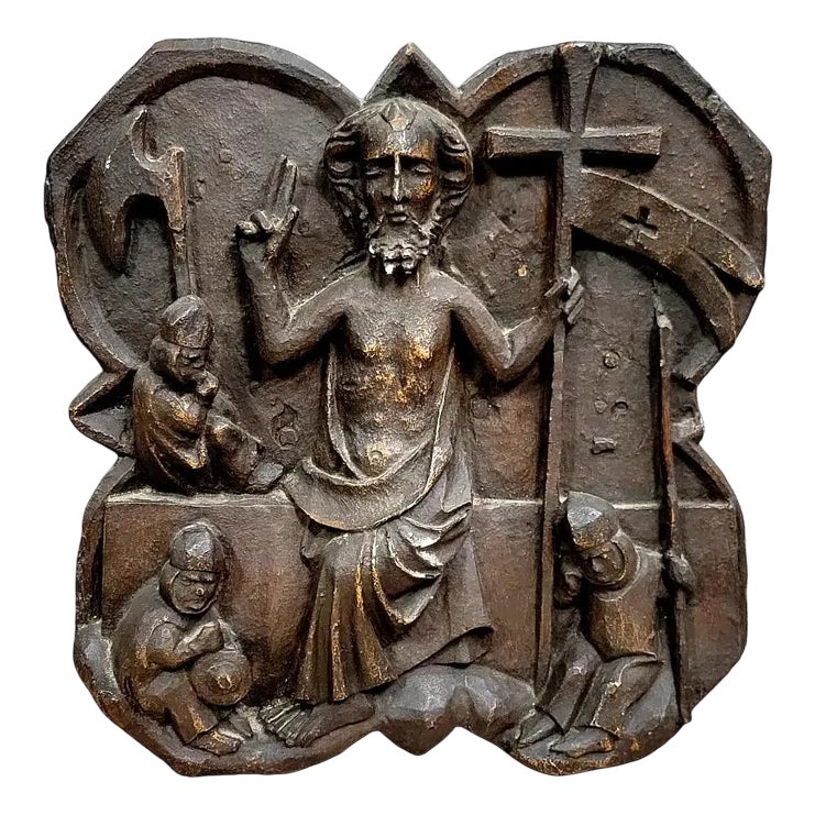 Panel of Devotional Altarpiece in Patinated Plaster | Chairish