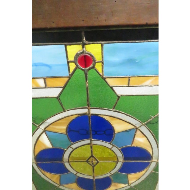 Late 1800s Stained Glass Window Suncatcher Flower Design | Chairish
