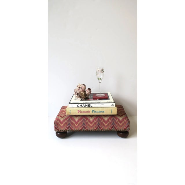 Footstool Bun Feet and Missoni Style Upholstery with Nail Head Design ...