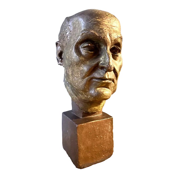 1950s Nathan Rapoport Head Sculpture, Singed | Chairish