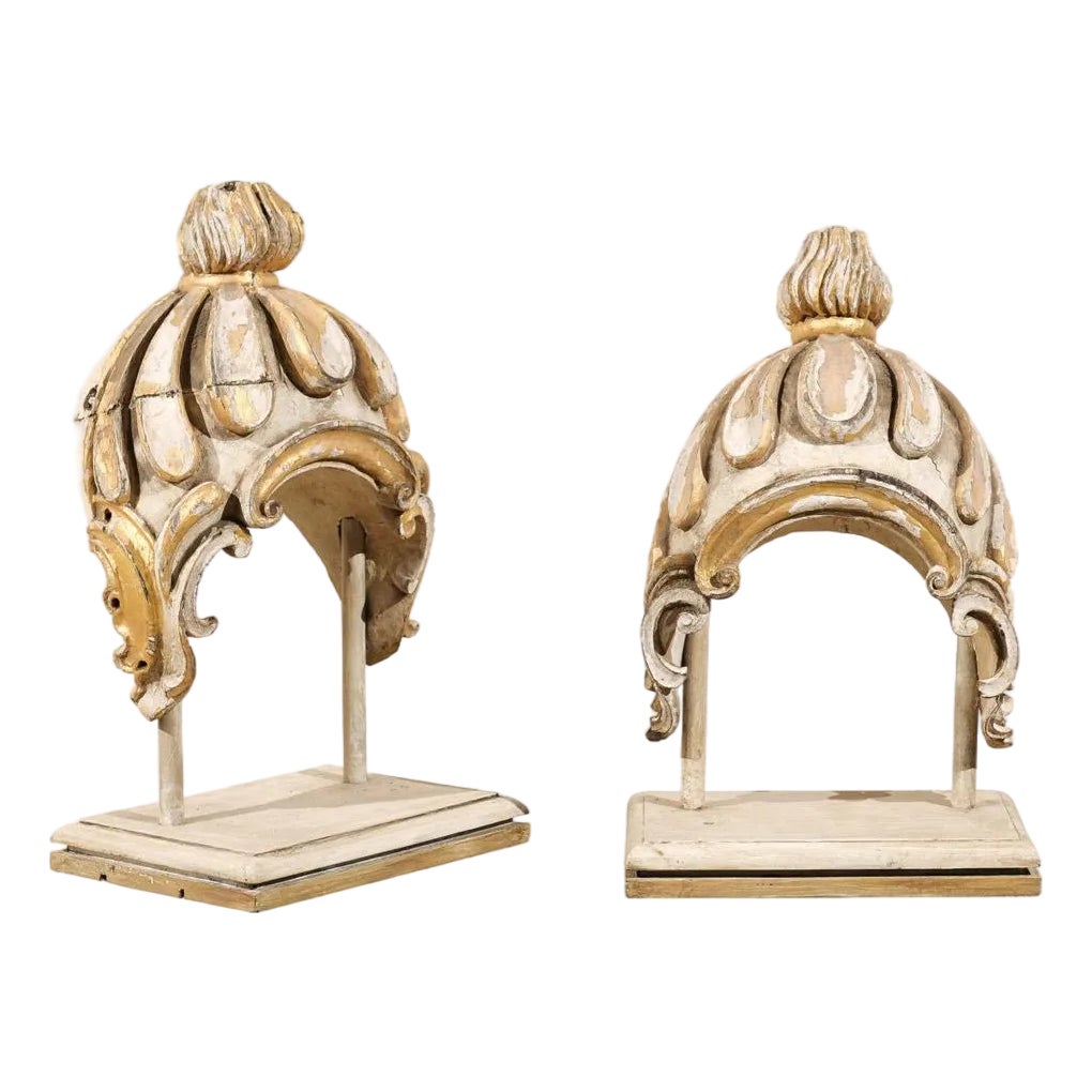 19th Century Italian Painted & Gilded Wood Fragments - A Pair | Chairish