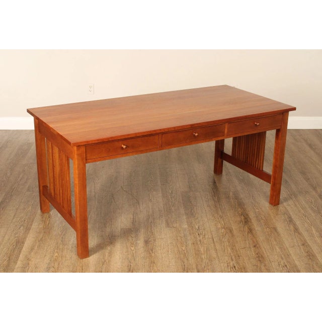 Stickley Mission Collection Cherry Spindle Writing Desk | Chairish