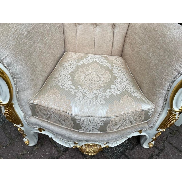 Vintage Pair of Italian Baroque Bergere Chairs in White Lacquered Beech ...