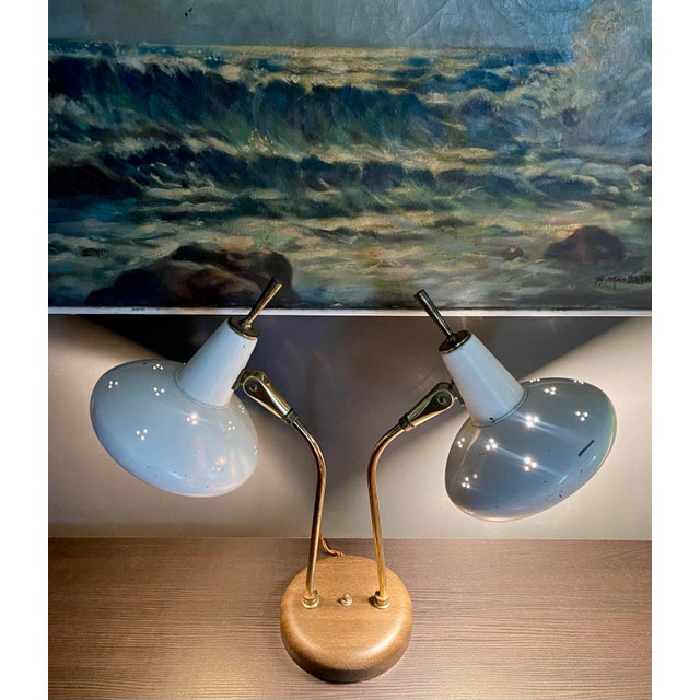 Mid Century Double-Headed Desk Lamp With Perforated Diffusers Styled ...