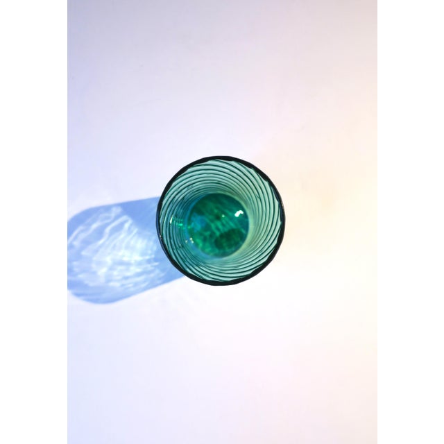 Italian Murano Achimede Seguso Emerald Green Fluted Vase or Glass ...