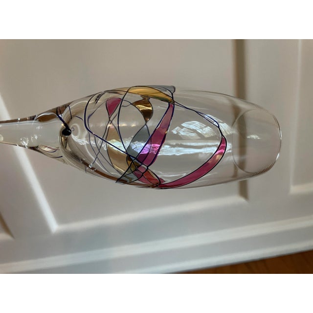 Early 21st Century Milano Crystal Champagne Flutes- Set of 4 | Chairish