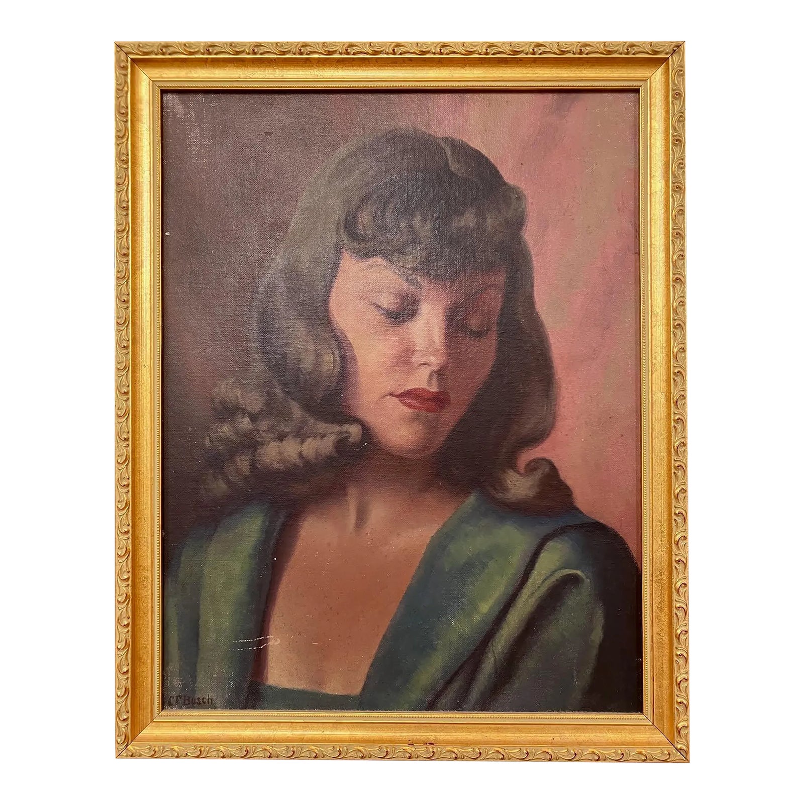 Clarence Busch Framed Portrait of a Woman | Chairish