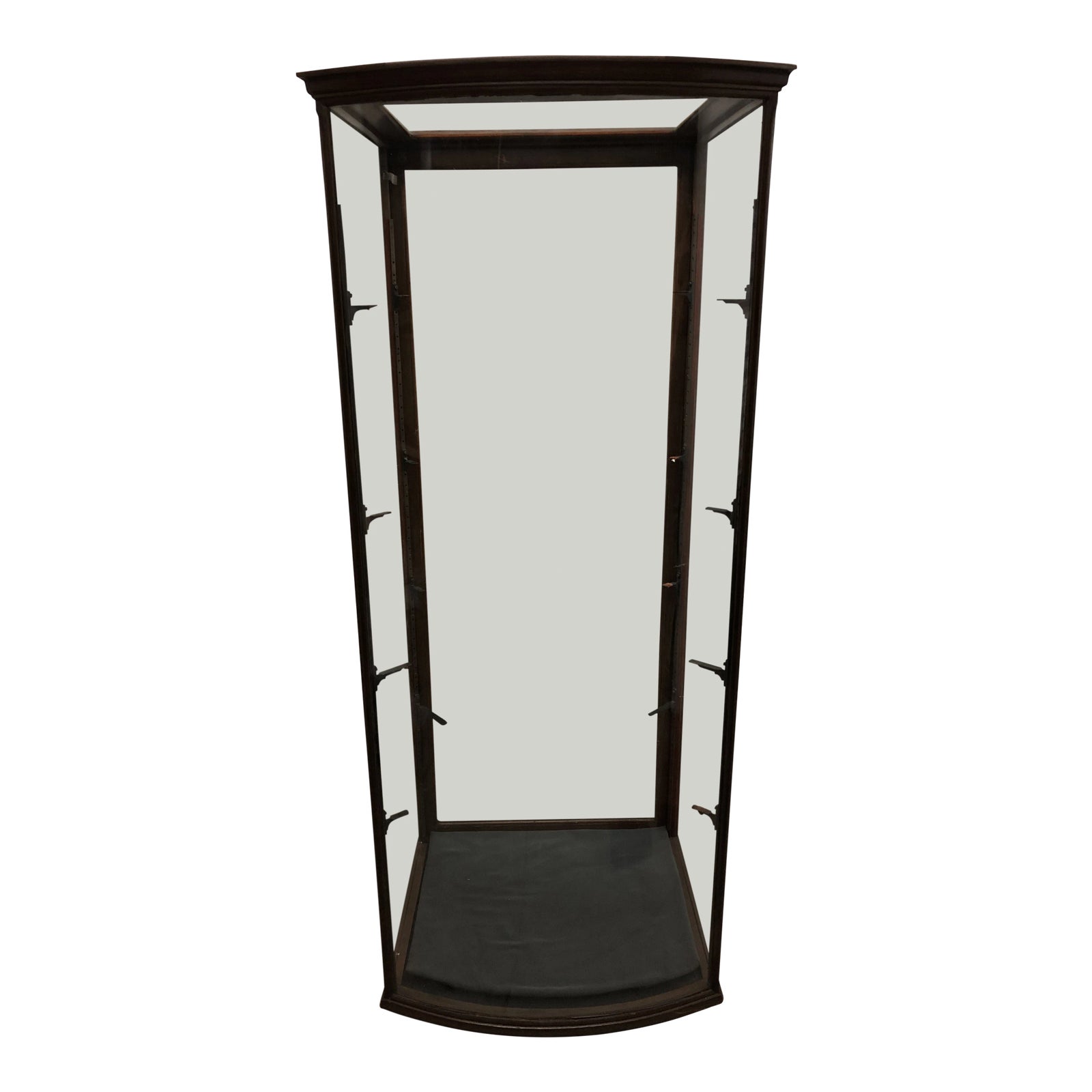 19th Century Concave Glass and Oak 4 Shelve Display Case | Chairish