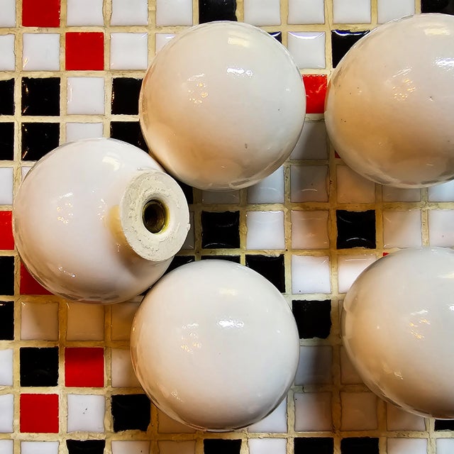 Set of 8 Vintage Midcentury Modern White Ceramic Cabinet Drawer Pulls ...