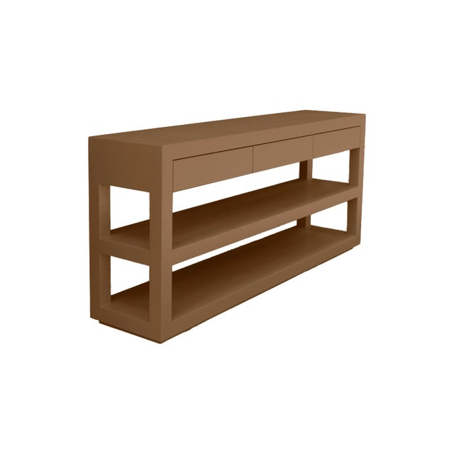 Two-Tier Raffia Wrapped Console Table With Storage Drawers in Honeycomb ...