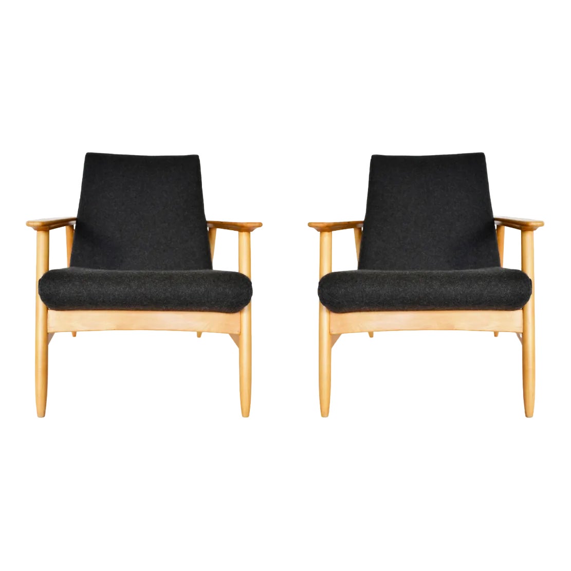 Set of Beech & Felt Armchairs by Valerija Ema Cukermaniene for Vilnius ...