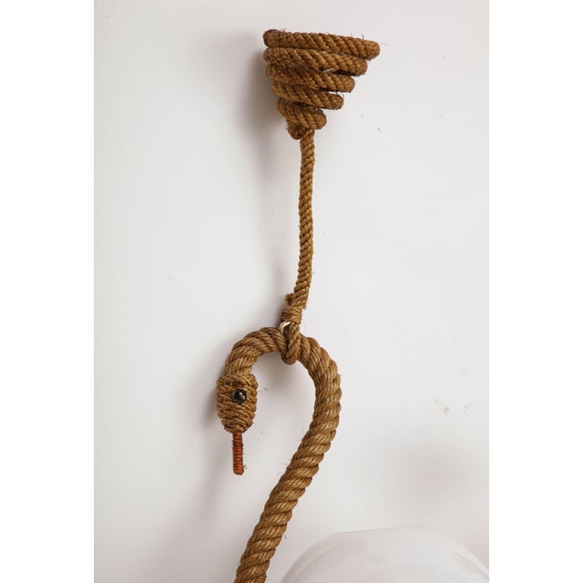 French 1950s Rope Pendant Light With Goose Motif | Chairish