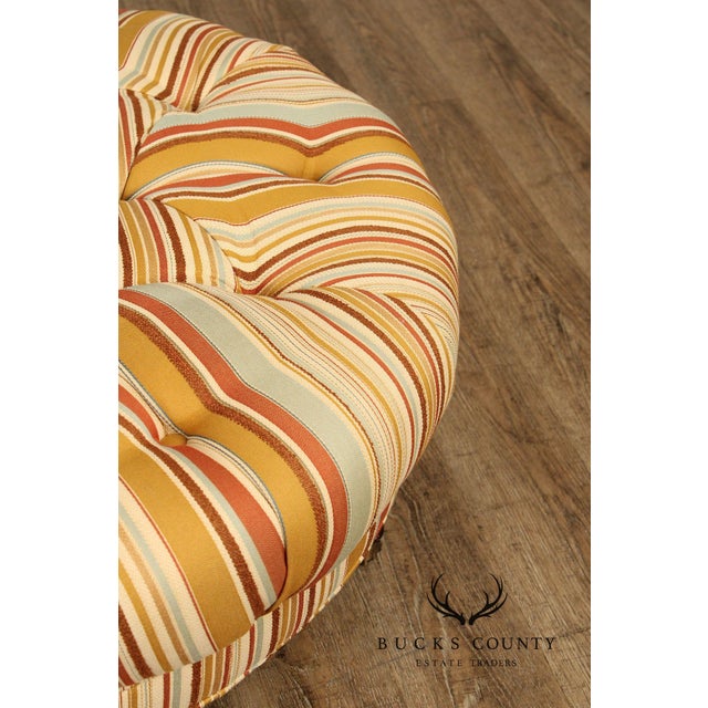 English Regency Style Round Tufted Ottoman | Chairish